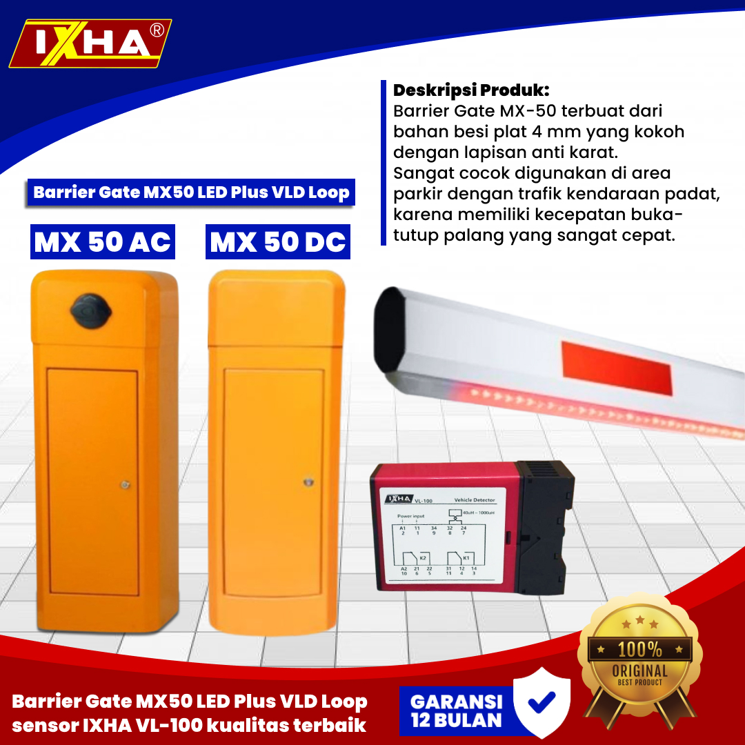 Barrier Gate Palang Parkir MX50 LED Plus VLD Loop sensor IXHA VL-100 ...