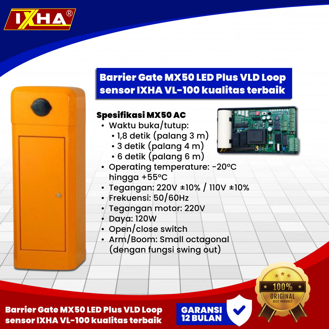Barrier Gate Palang Parkir MX50 LED Plus VLD Loop sensor IXHA VL-100 ...