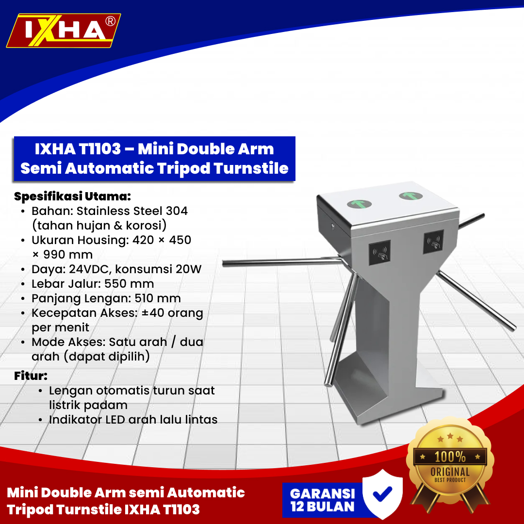 Mini Double Arm semi Automatic Tripod Turnstile IXHA T1103 - IXHA Merk ...