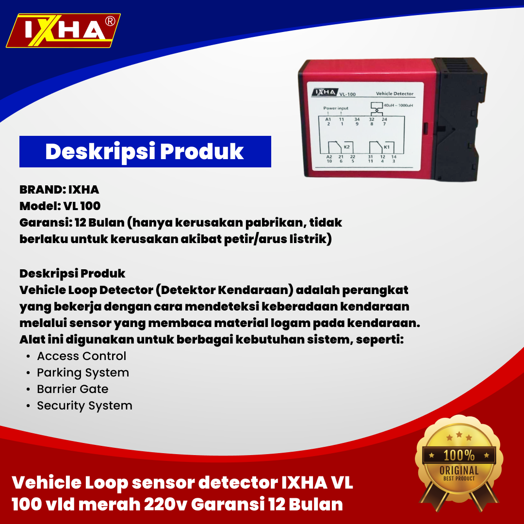 Vehicle Loop sensor detector IXHA VL 100 vld merah 220v Garansi 12 ...