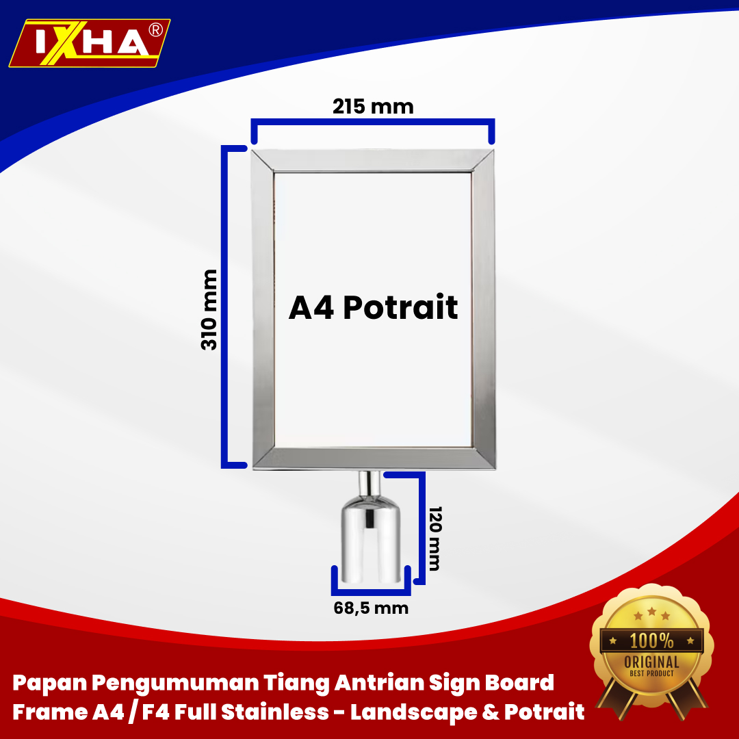 Papan Pengumuman Tiang Antrian Sign Board Frame A4 / F4 Full Stainless ...