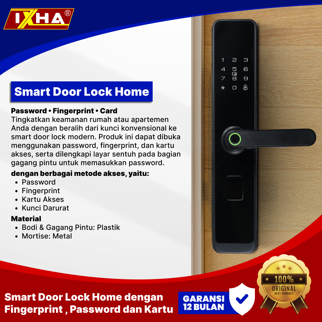 Smart door Lock Home gagang pintu menggunakan Fingerprint , Password ...