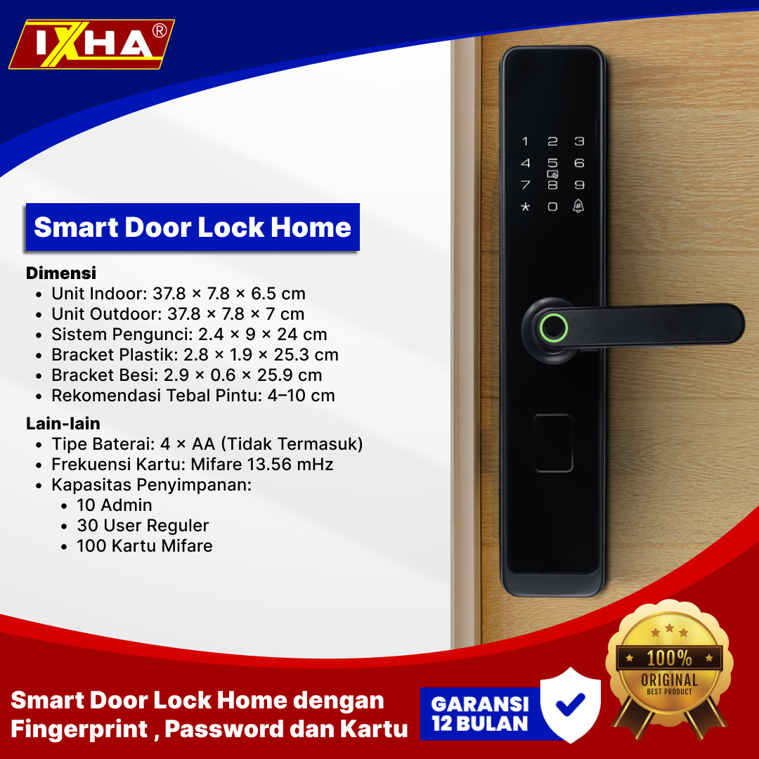 Smart door Lock Home gagang pintu menggunakan Fingerprint , Password ...
